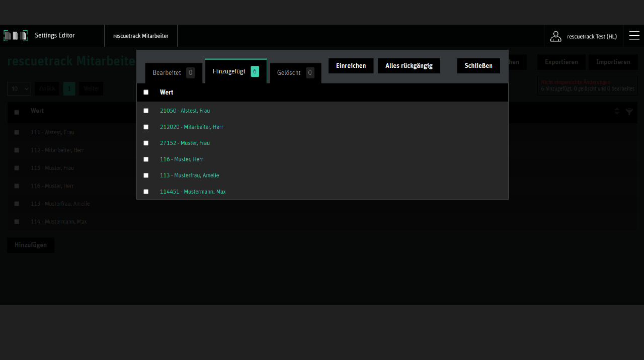rescuetrack | Settings Editor